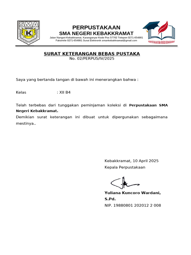 Surat Bebas Pustaka | PDF