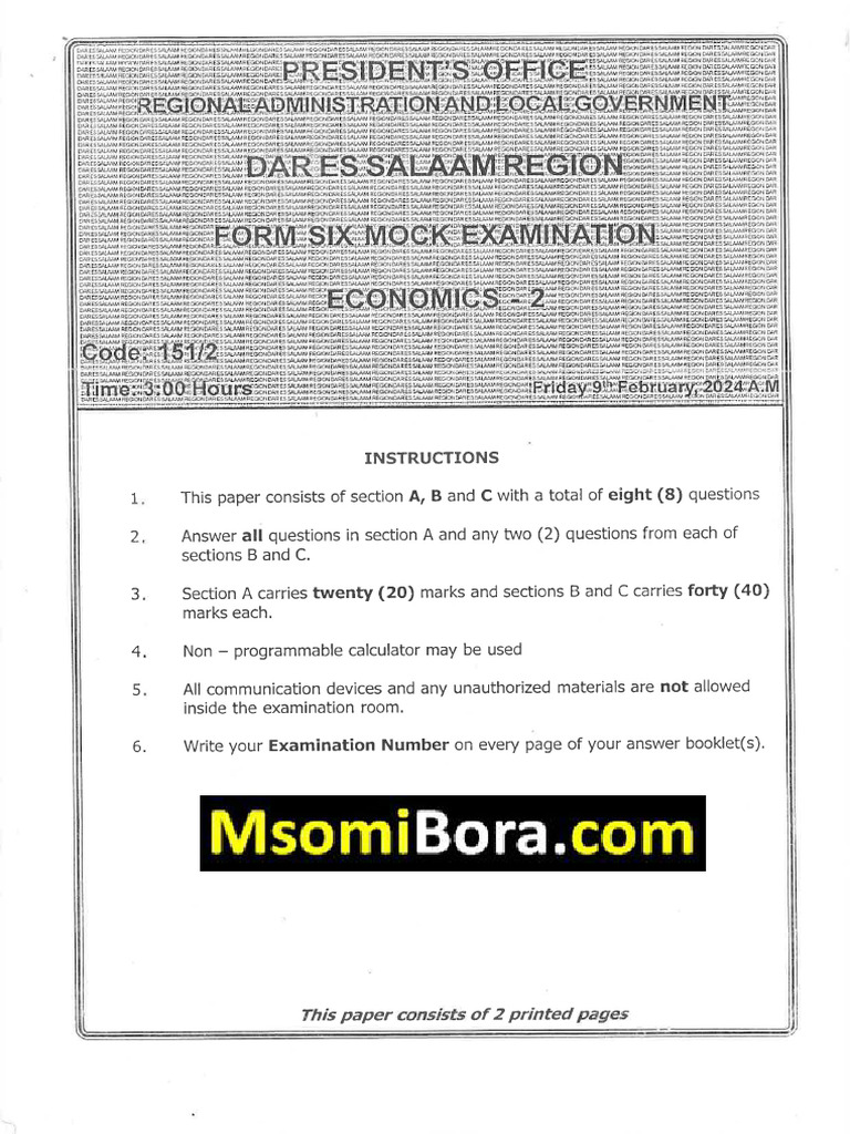 ECONOMICS 2 - Exam N Answers | PDF
