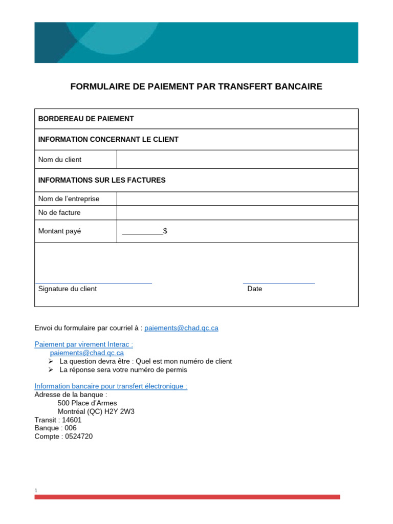 Formulaire de Virement Bancaire | PDF