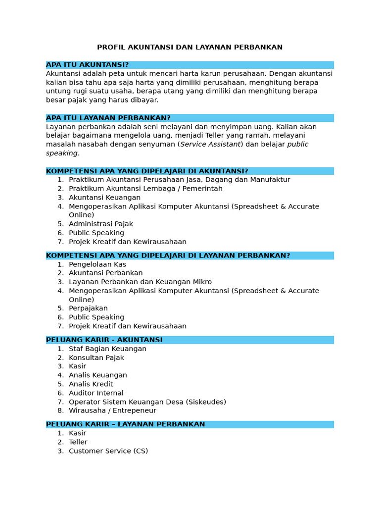 Profil Akuntansi Dan Layanan Perbankan 2025 | PDF