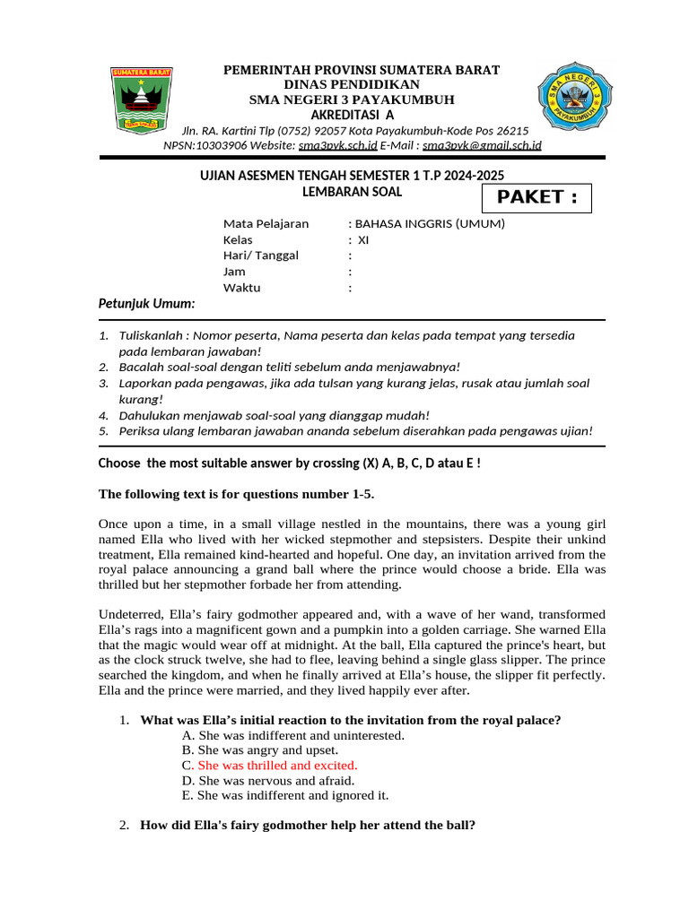 Soal Mid Sem 1 B.inggris Wajib Kelas Xi Ok | PDF | Learning | Educational Technology