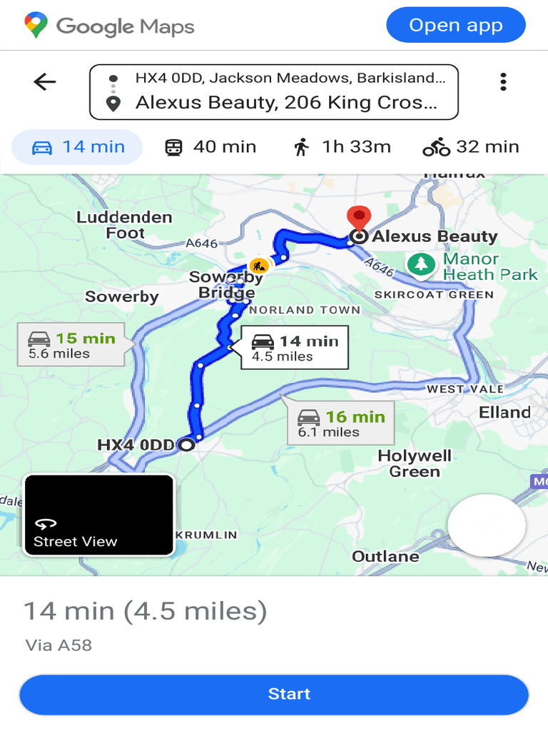 Get Directions - HX4 0DD, Jackson Meadows, Barkisland, Halifax To ...