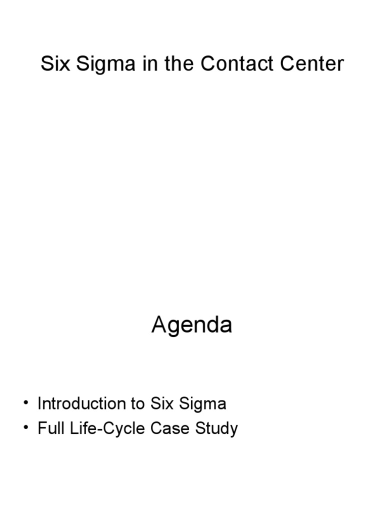 Six Sigma in The Contact Center | PDF | Design For Six Sigma | Six Sigma