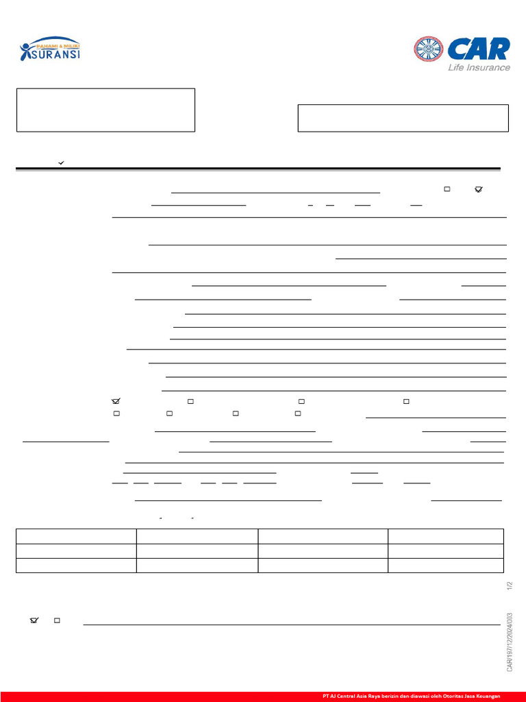 CAR 197 - Form SPAJ | PDF