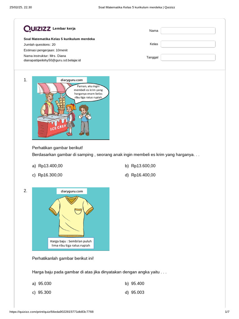 STS Matek Kelas 5 Sem 2 | PDF