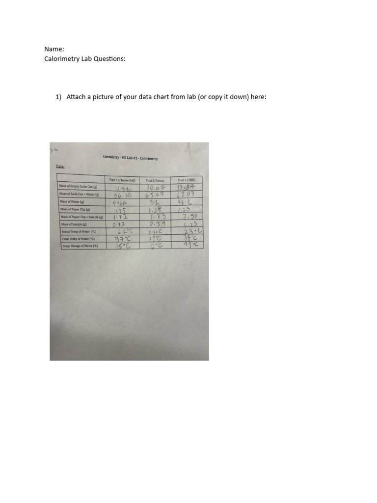 Calorimetry Lab Analysis of Marshmallow Energy | PDF