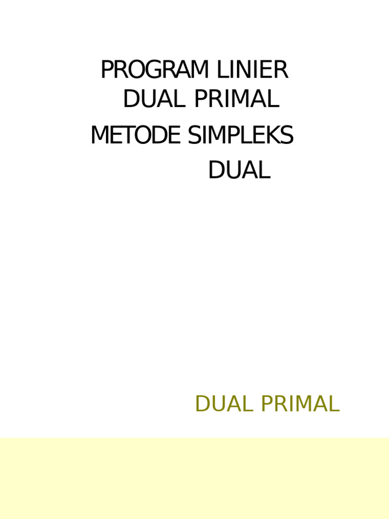 metode dual primal | PDF