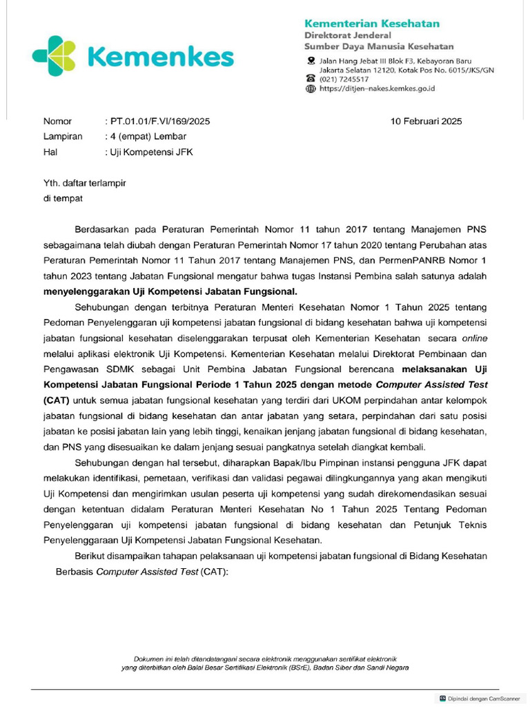 Pemberitahuan UKOM CAT Periode April 2025 | PDF