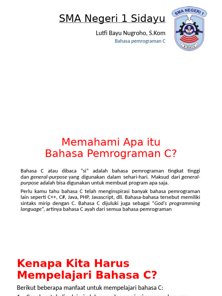 Memahami Apa Itu Bahasa Pemrograman C | PDF