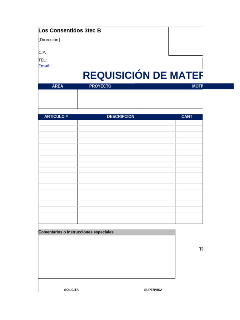 Formato Orden de Requisicion de Materiales | PDF