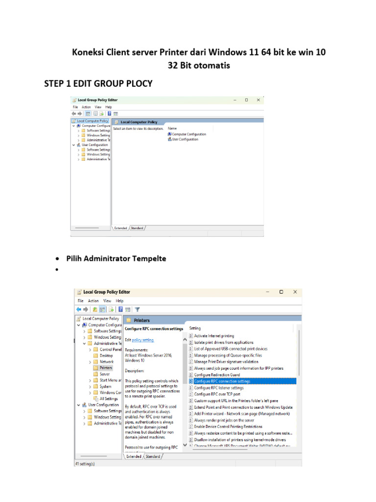 Koneksi Printer 64 Bit To 32 Client Server | PDF