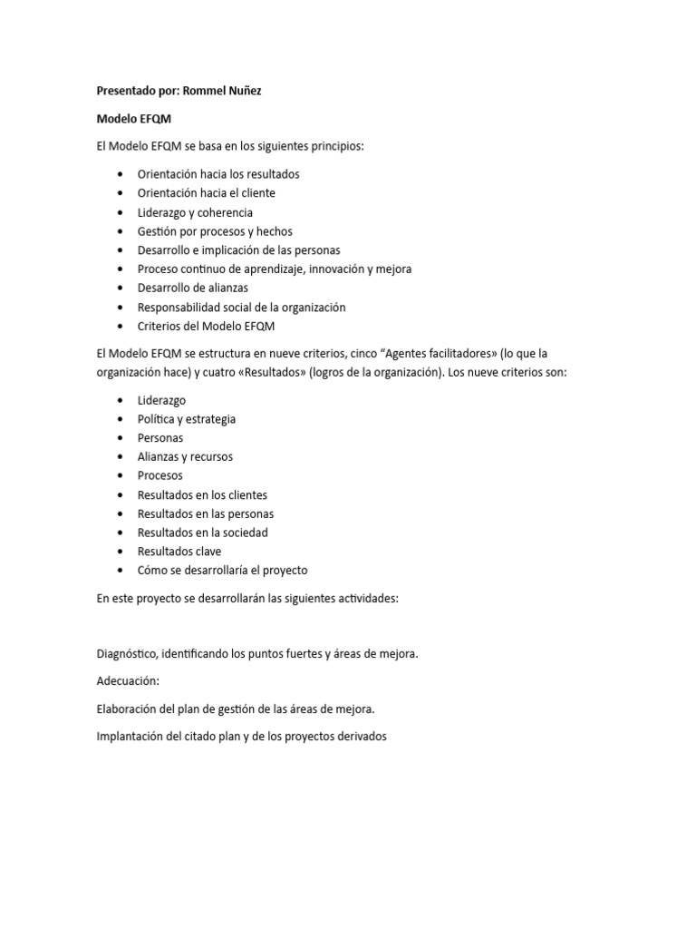 Modelos Gestion de Calidad Rommel Nuñez | PDF | Business