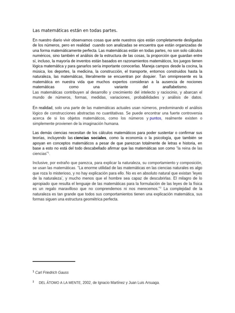Matemáticas: La esencia de la vida cotidiana | PDF | Matemáticas | Science