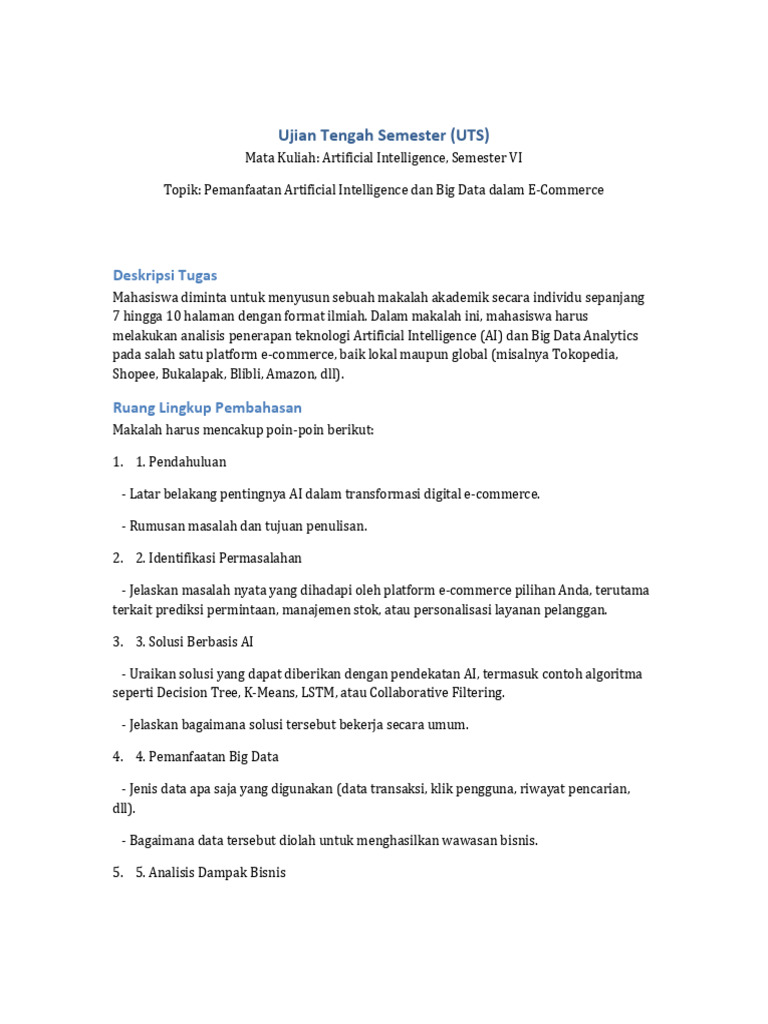 UTS AI E-Commerce | PDF