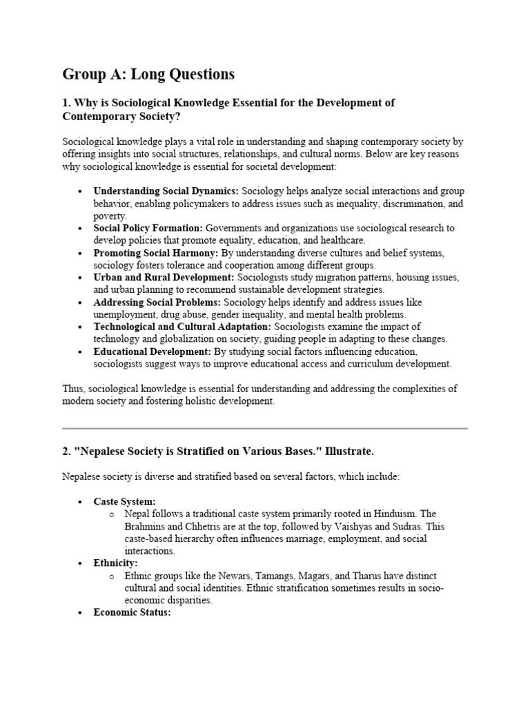 solution of sociology_PU | PDF | Sociology | Social Stratification