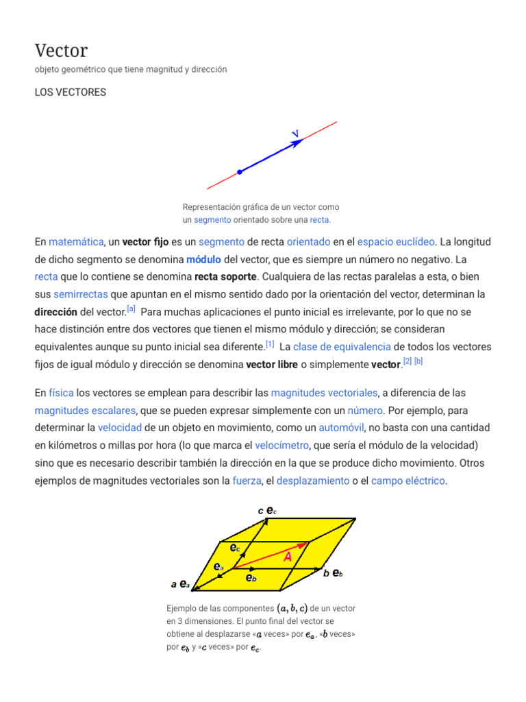 Conceptos Clave sobre Vectores en Matemáticas | PDF | Vector Euclidiano ...