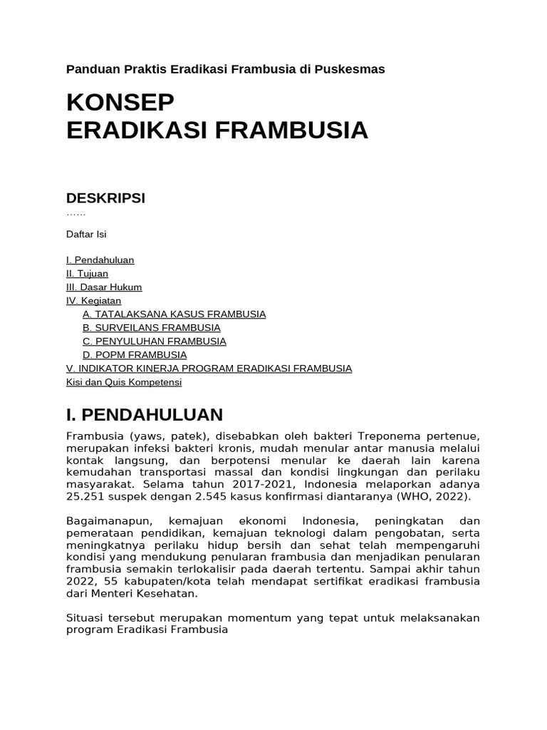 Panduan Eradikasi Frambusia di Puskesmas | PDF