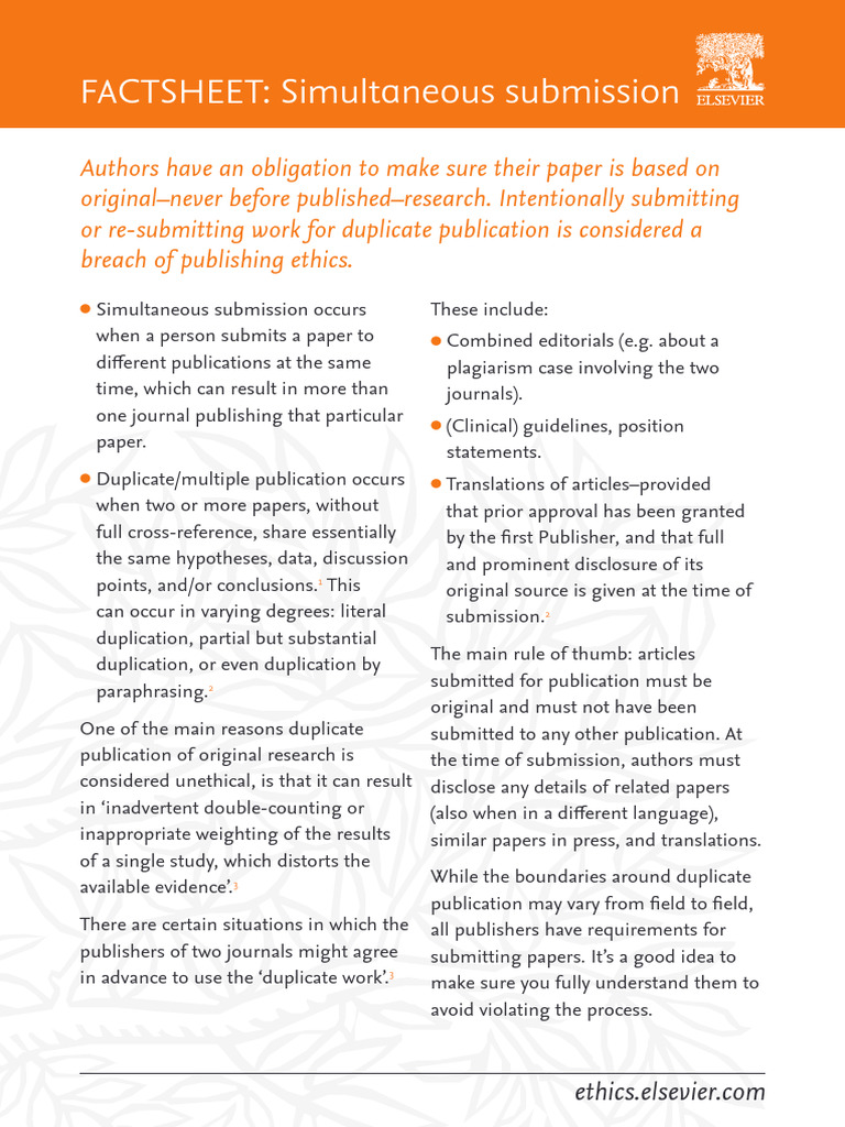 Simultaneous Submission Factsheet March 2019 | PDF | Elsevier ...