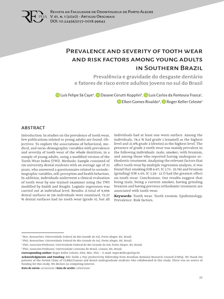 Doiufrgs,+006 REVISTA+ODONTO+V61+N1 | PDF | Human Tooth | Dependent And Independent Variables