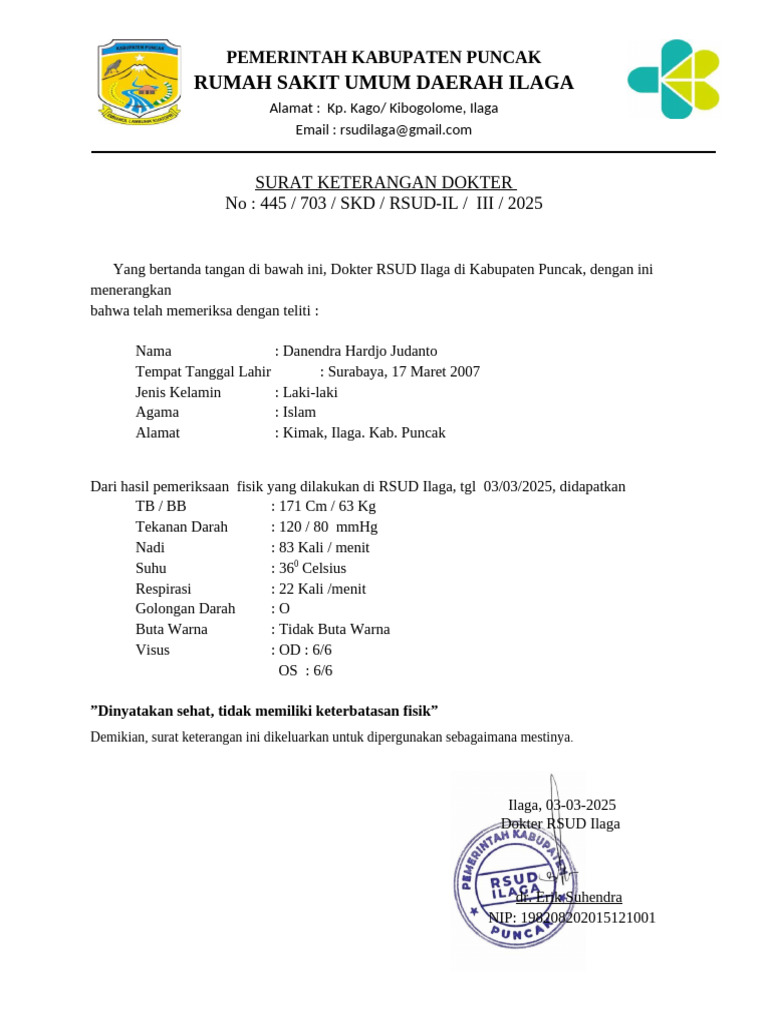 Surat Keterangan Dokter & SKBN | PDF