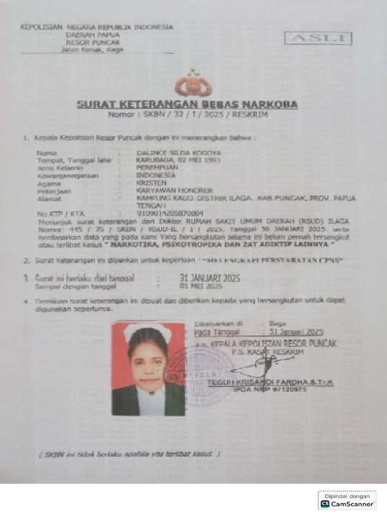 Surat Keterangan Bebas Narkoba - Compressed | PDF