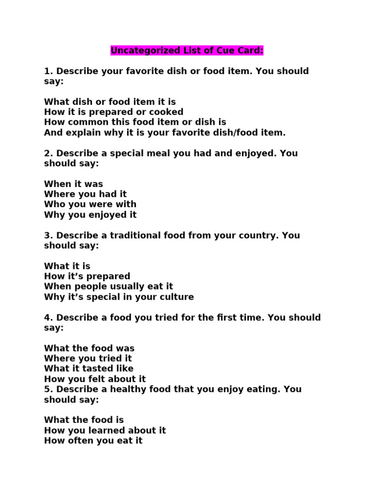 Talk About Your Favorite Food | PDF | Western Cuisine | Food And Drink