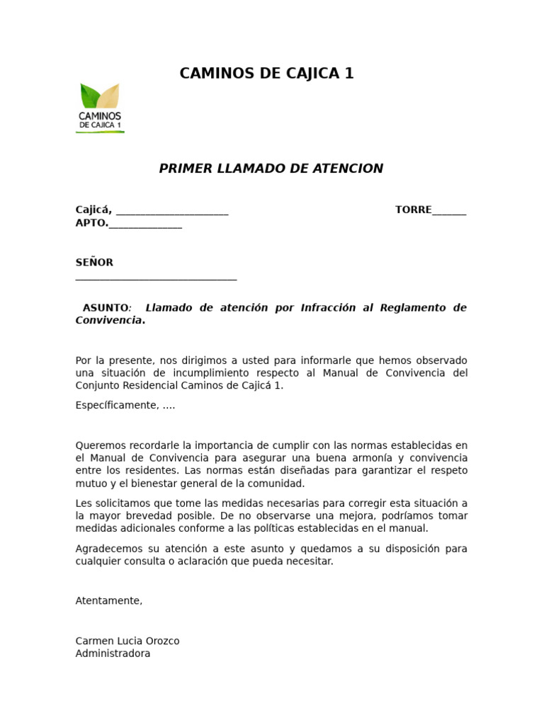 Llamado de Atencion | PDF