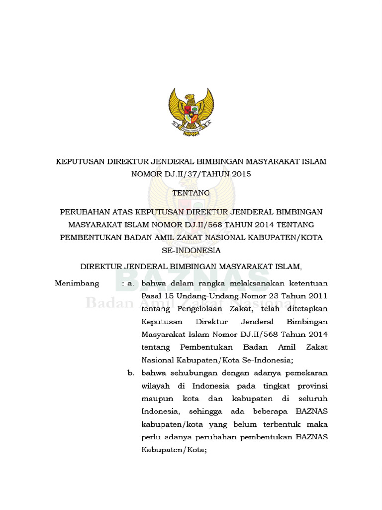 Keputusan Dirjen Bimas Islam Nomor 037 Tahun 2015 | PDF
