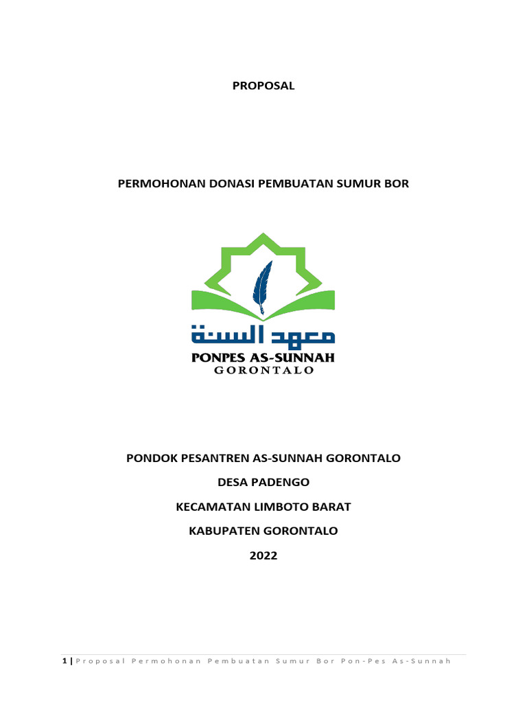 Proposal Pembuatan Sumur Bor 2022 | PDF