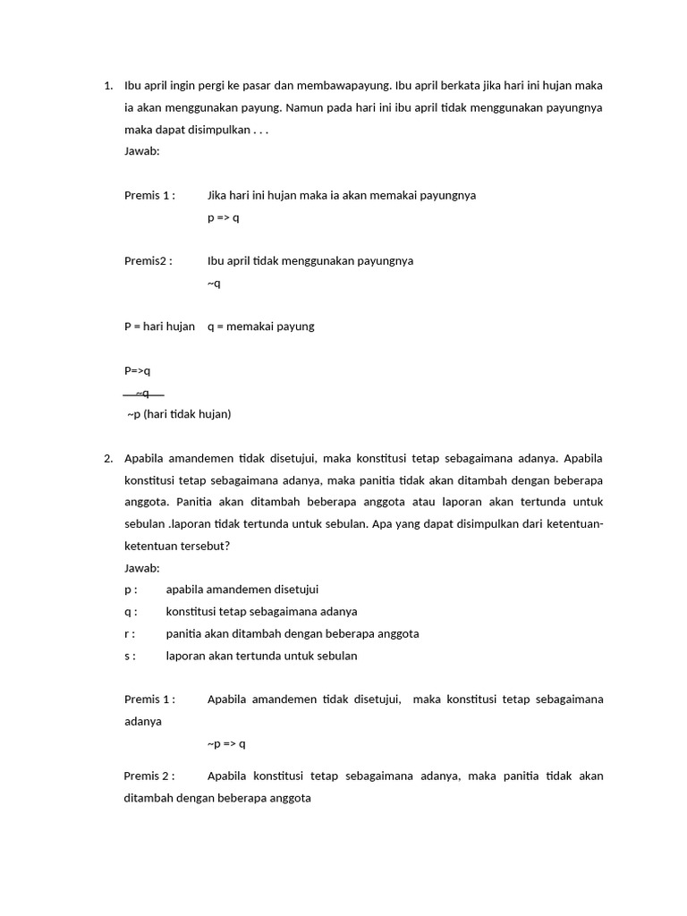 Logika Premis dan Kesimpulan dalam Argumen | PDF