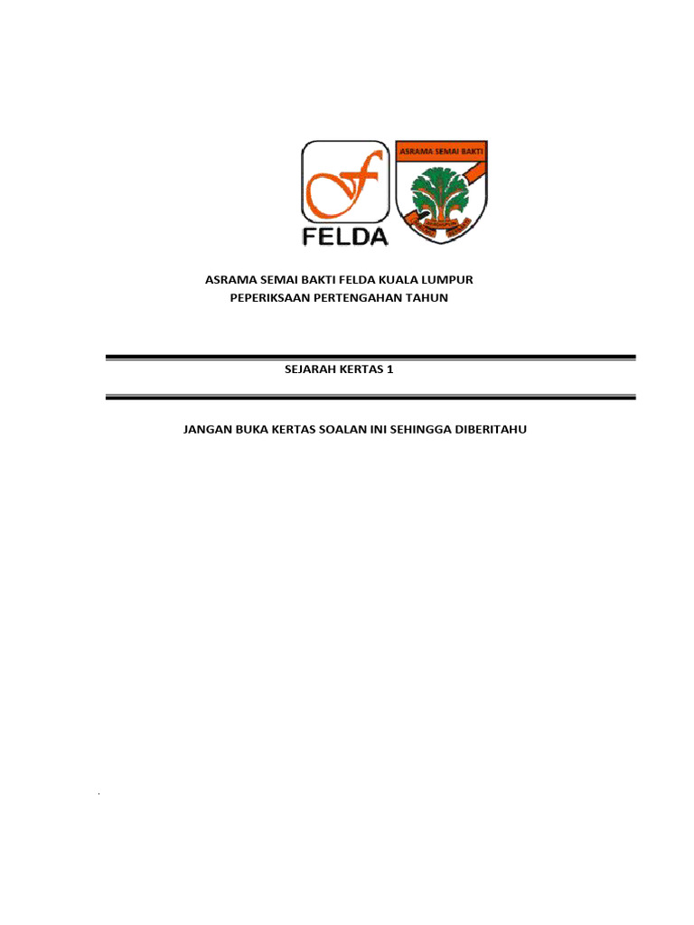 Sejarah F4 Kertas 1 | PDF