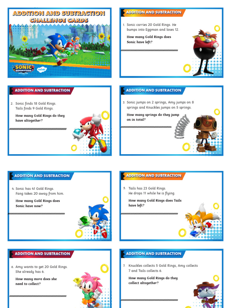 Sonic Addition Worksheets | PDF | Japanese Games | Video Games
