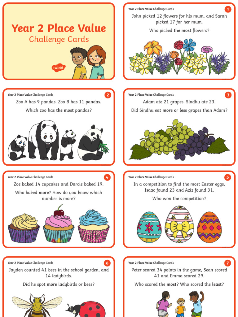T N 1294 Year 2 Place Value Challenge Cards - Ver - 3 | PDF