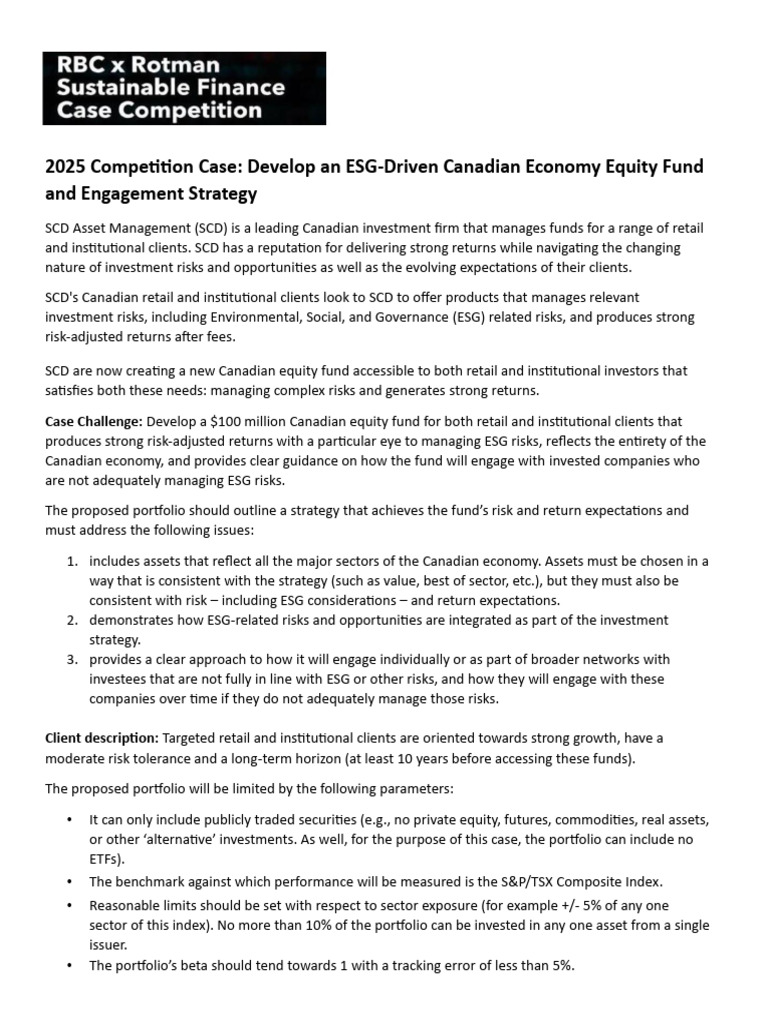 ESG-Driven Canadian Equity Fund Case | PDF | Investing | Corporations