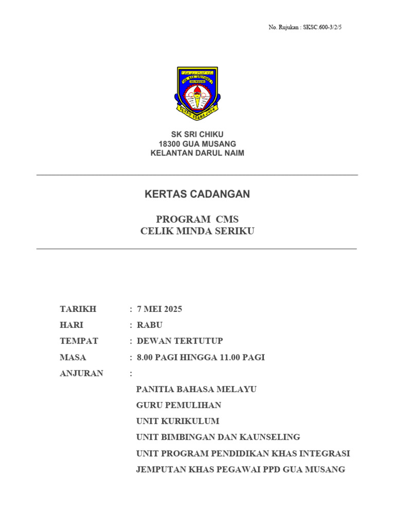 Program Celik Minda Seriku | PDF