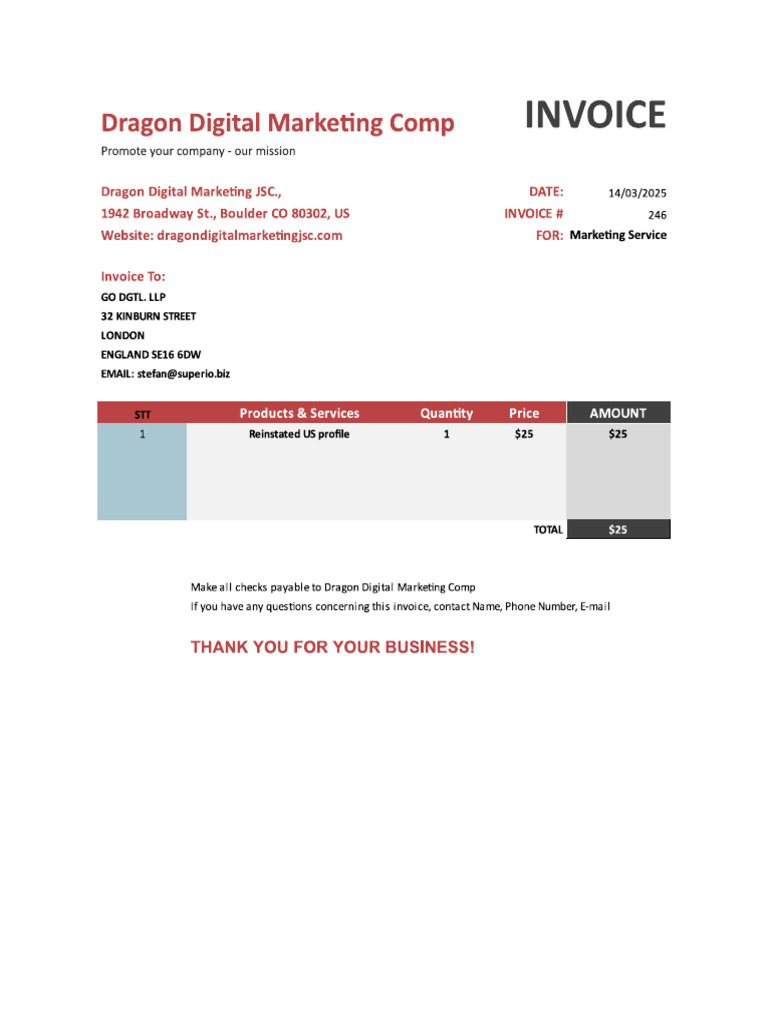 Invoice Go Dgtl. LLP 14 Mar Inv 246 | PDF
