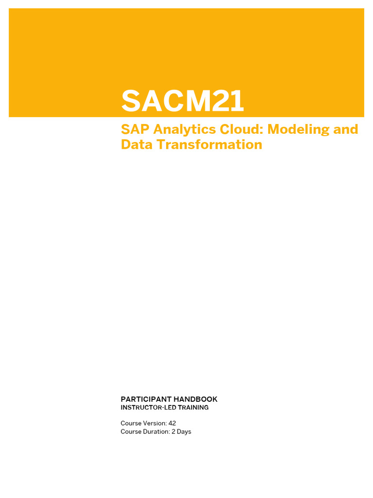 SAP Analytics Cloud: Modeling and Data Transformation | PDF | Cloud Computing | Analytics