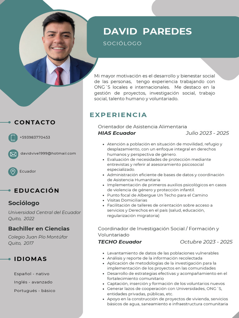 CV David Paredes | PDF | Ecuador