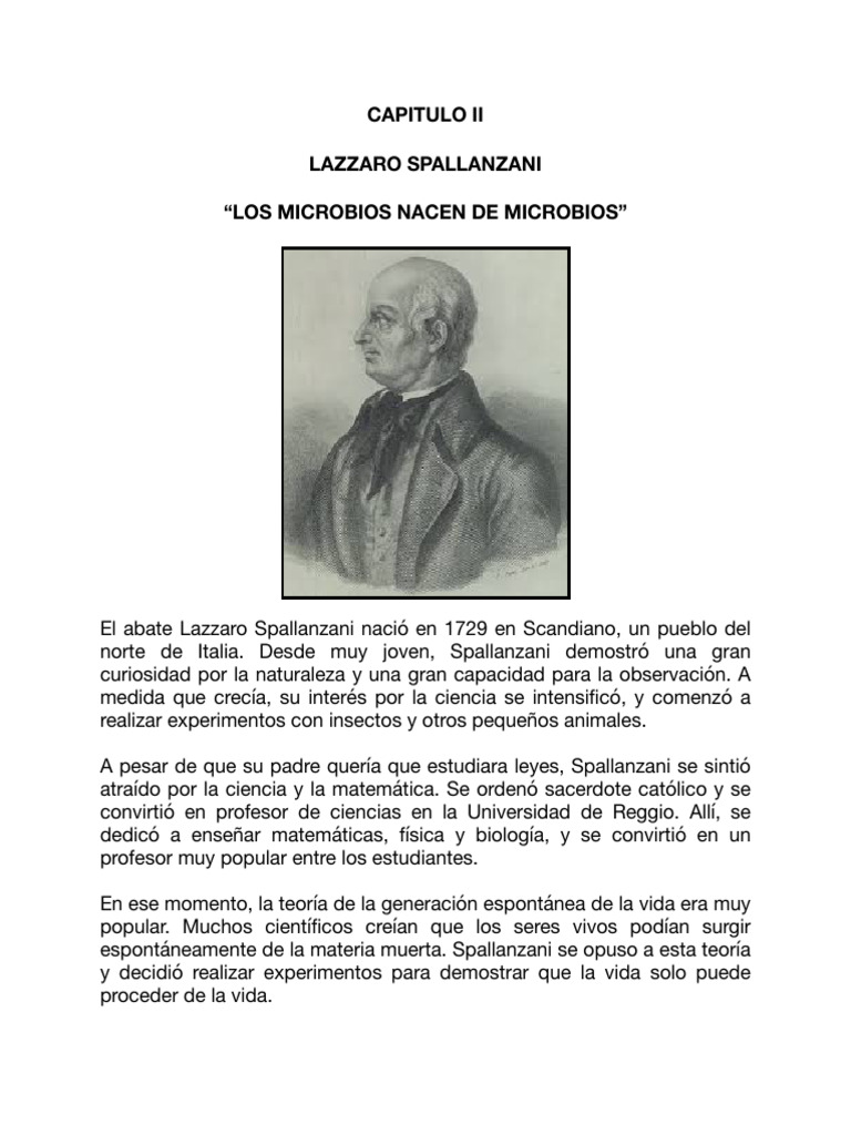Lazzaro Spallanzani y la biogénesis | PDF | Science