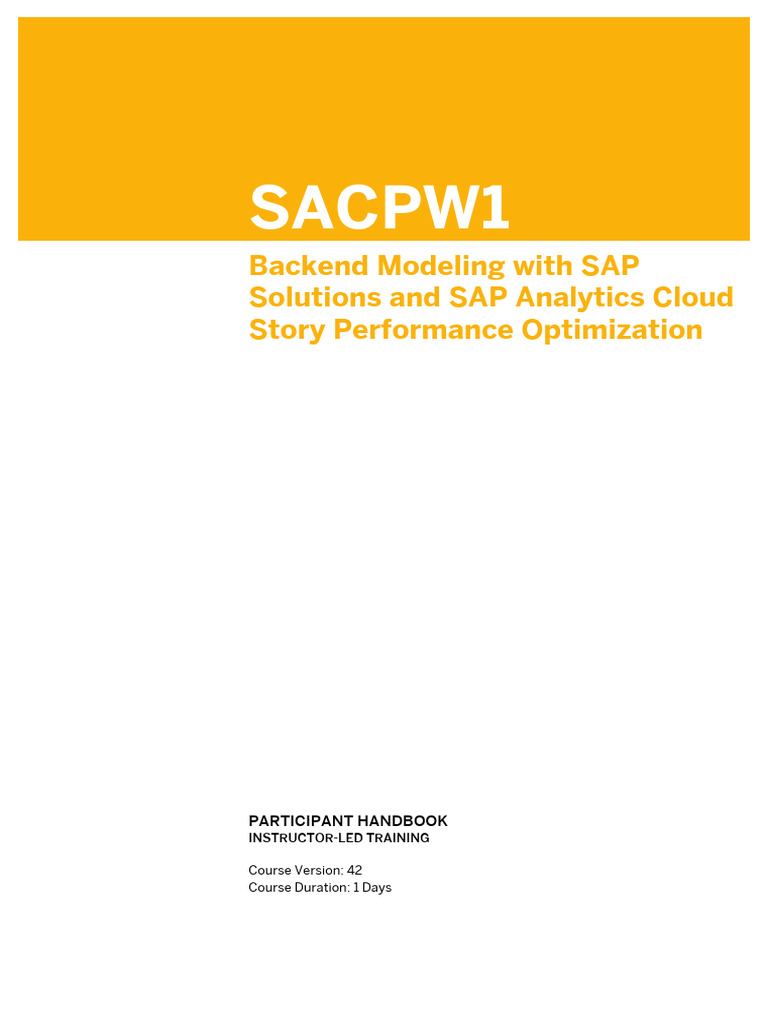 Backend Modeling With SAP Solutions and Story Performance Optimization | PDF | Cloud Computing ...