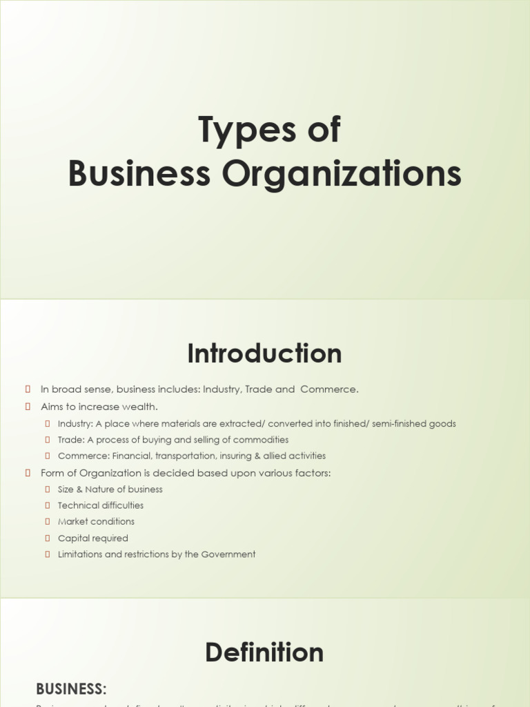 Types of Business Organizations Explained | PDF | Partnership | Cooperative