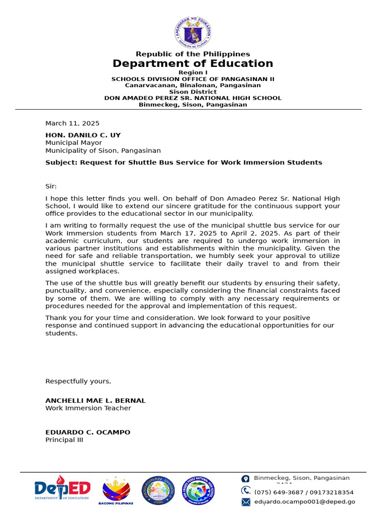 Request For Shuttle Bus | PDF