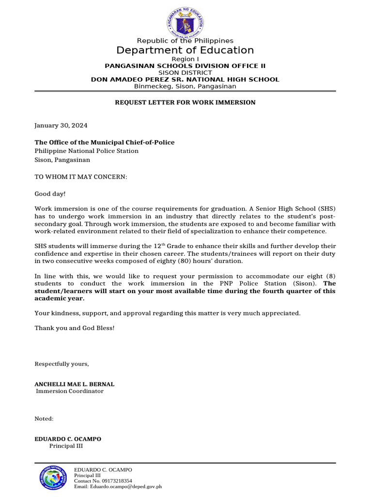 Request Letter WI 24-25 (PNP) | PDF