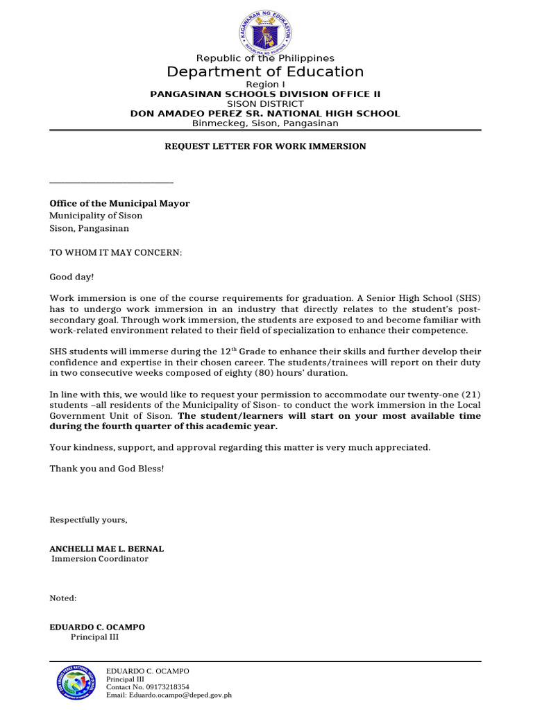 Request Letter WI 24-25 | PDF