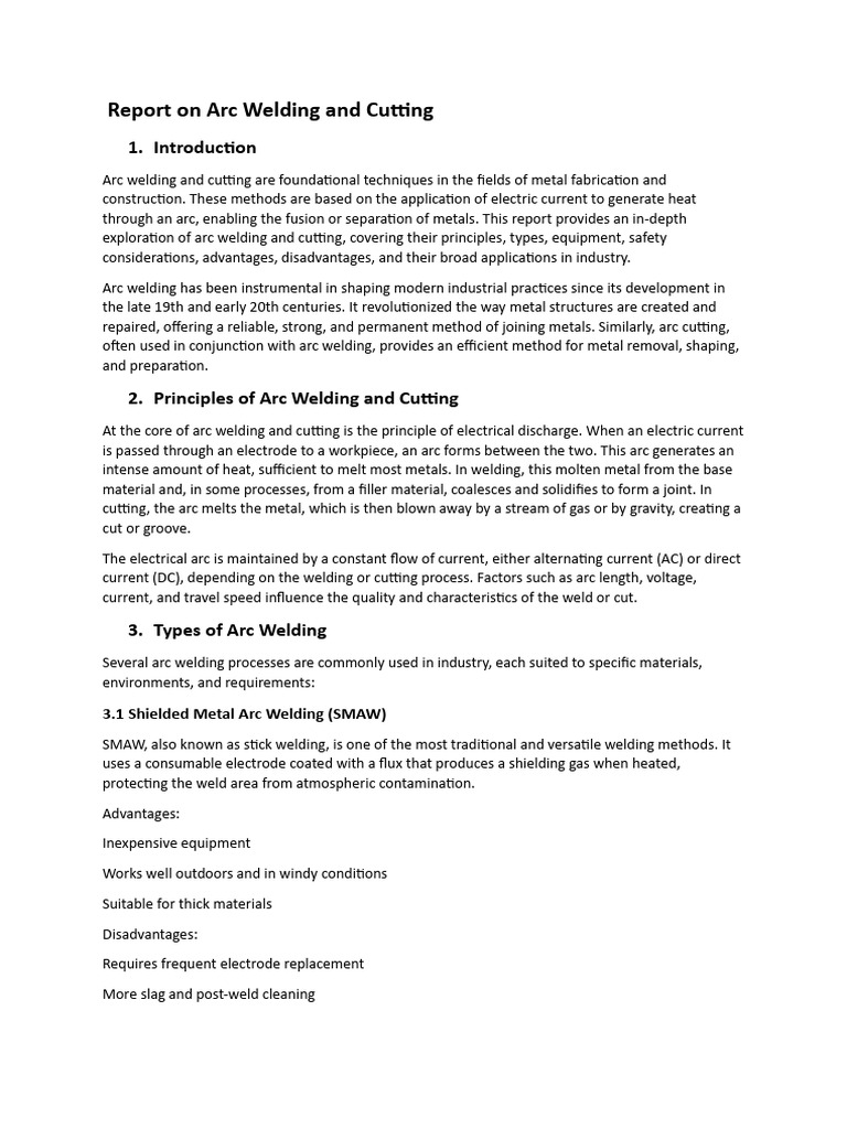 Report on Arc Welding and Cutting | PDF | Welding | Construction