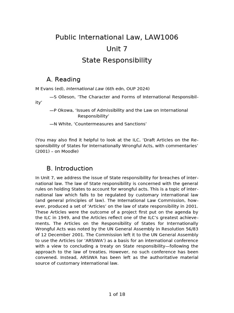 Public International Law, Unit 7 Handout 24-25 | PDF | International ...
