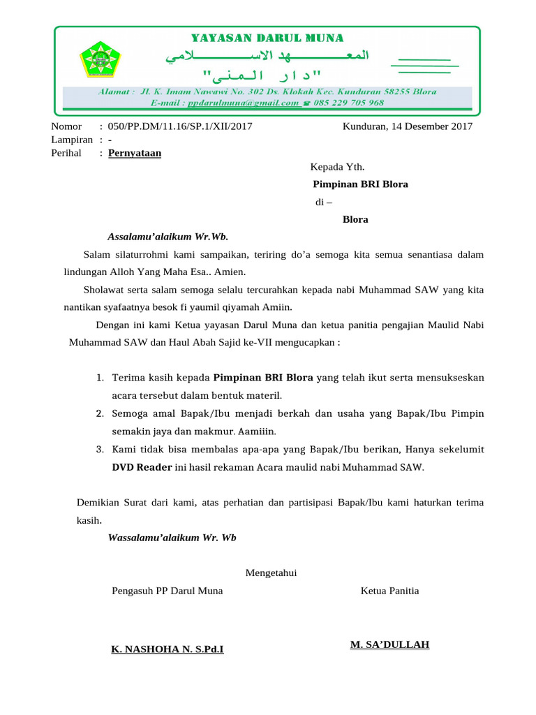 Ucapan Terima Kasih untuk BRI Blora | PDF