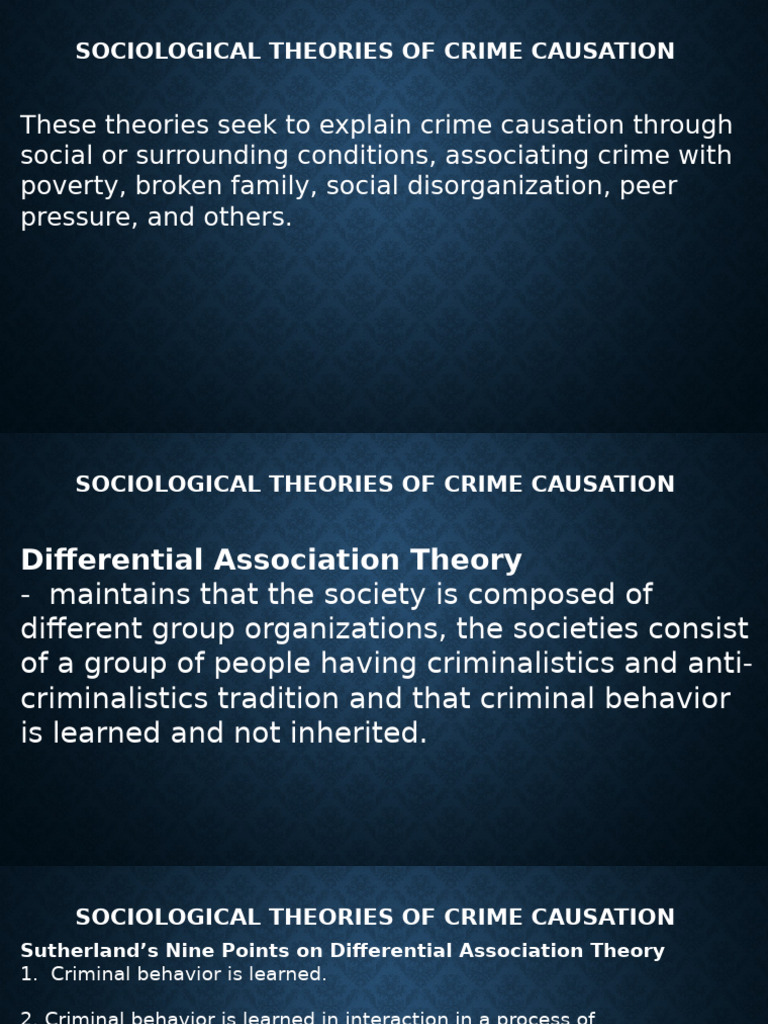 Theories of Crime Causation Final | PDF | Crimes | Crime & Violence