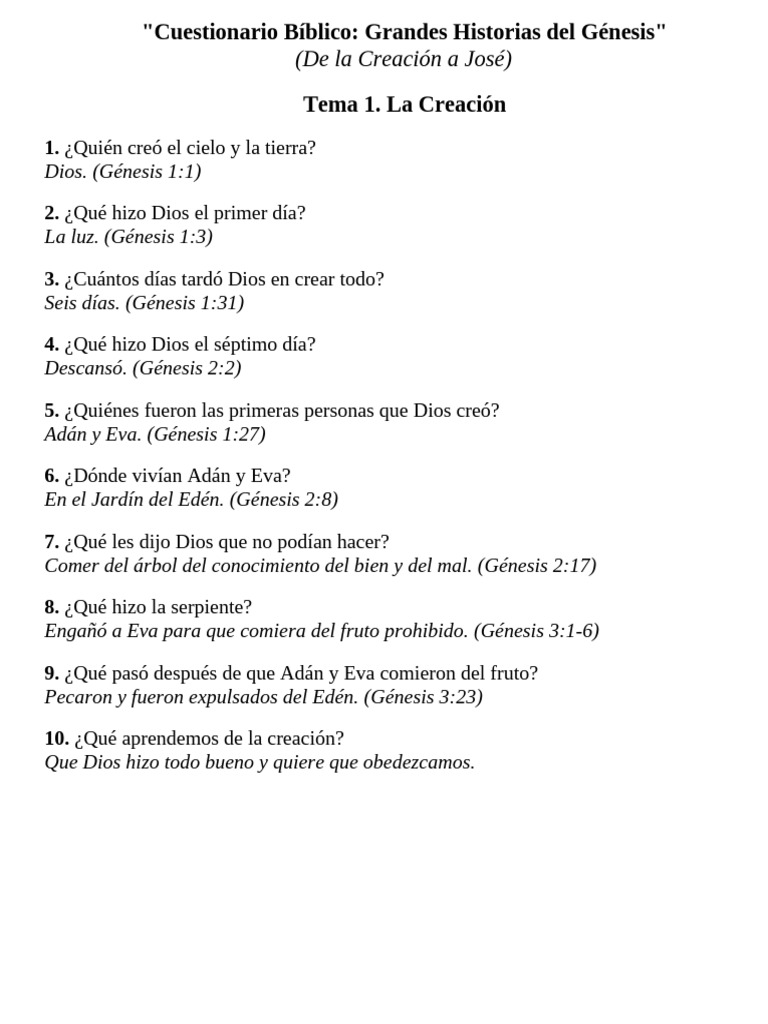 Cuestionario Bíblico Ministerio Hacedores de La Palabra 70 Veces 7 ...