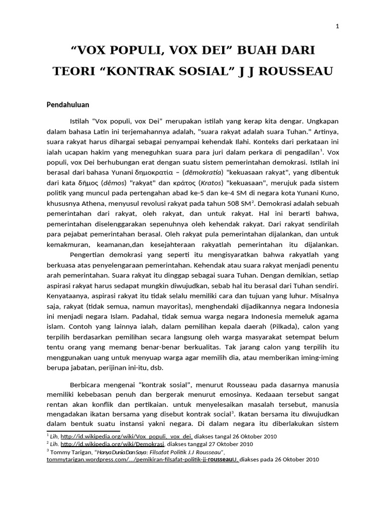Vox Populi Vox Dei Buah Dari Teori Kont | PDF